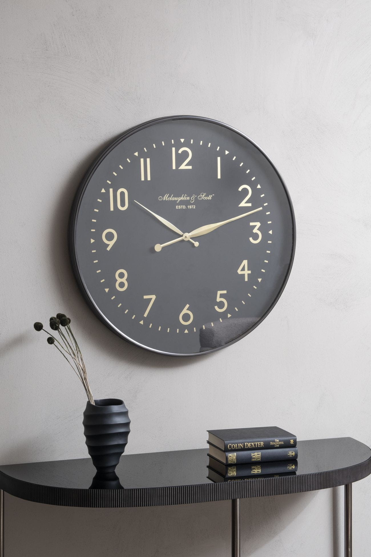 Right on Time Wall Clock 76 cm black and gold steel