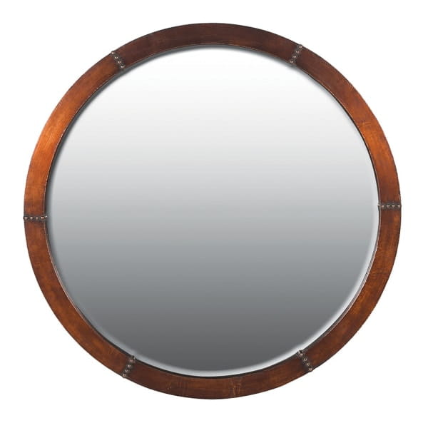 Copper Round Mirror - 91 cm with Metal Frame