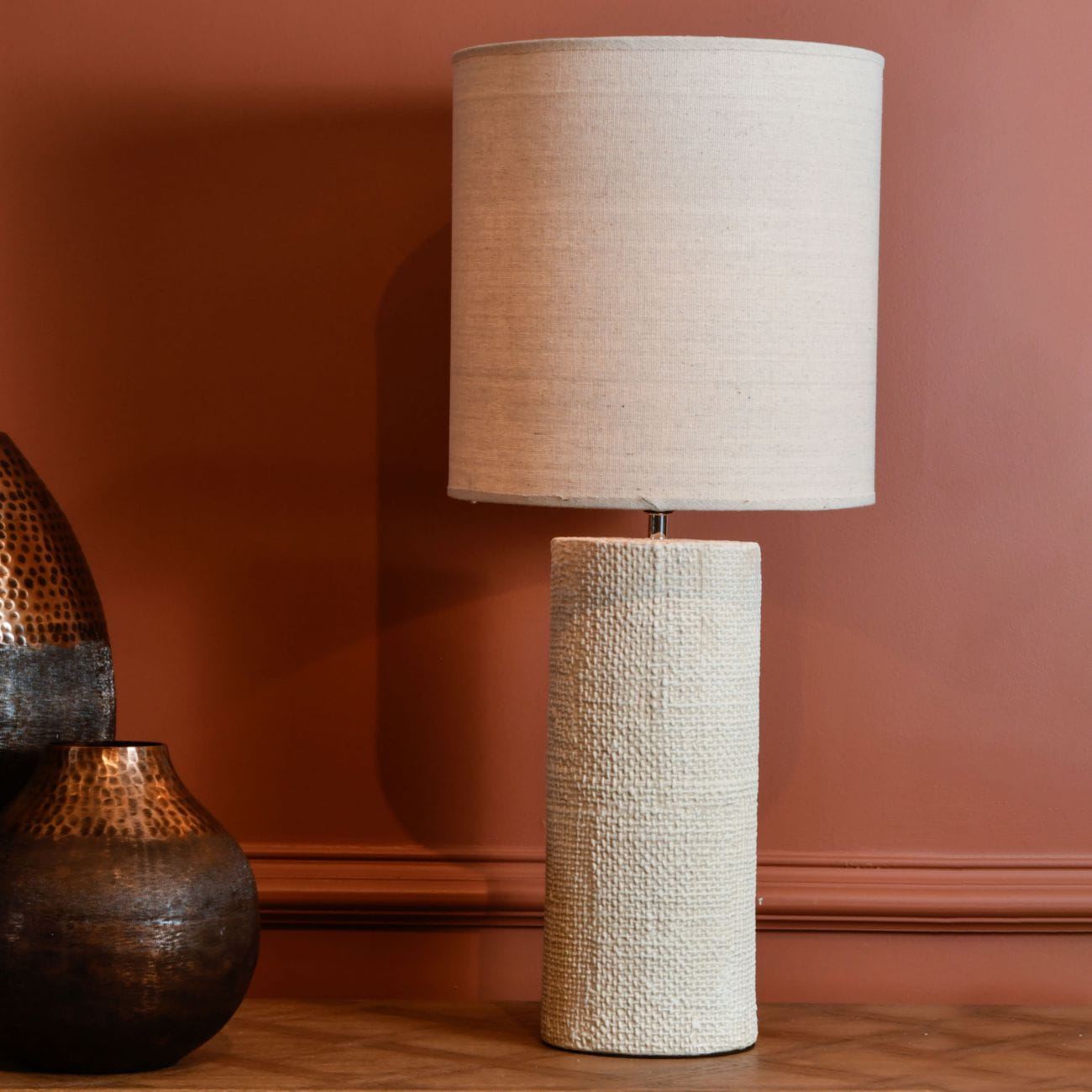Porcelain Cream Table Lamp L 70 cm porcelain base and linen shade K&B ...