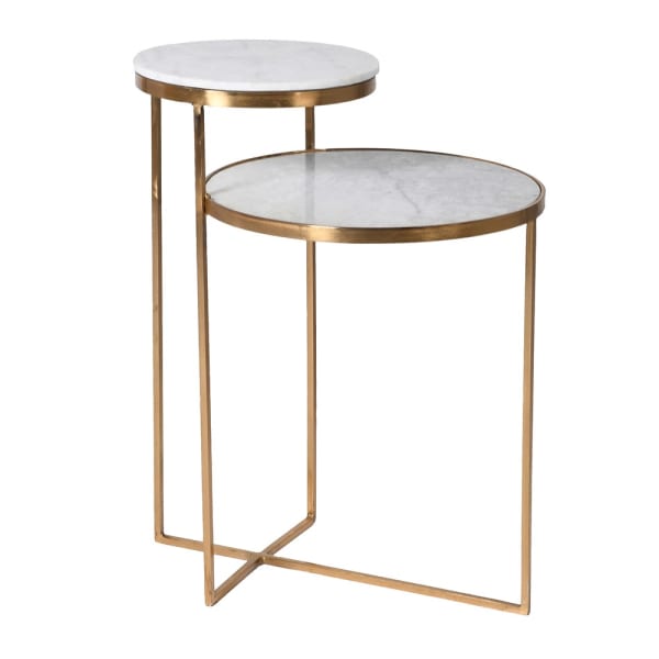 White Marble Gold Frame Side Table