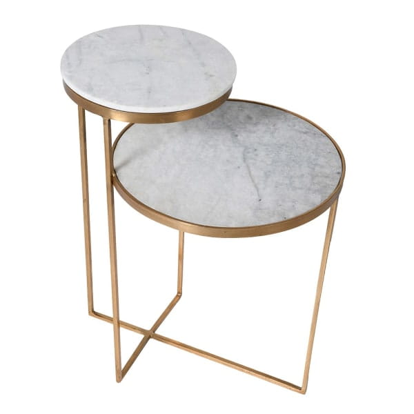 White Marble Gold Frame Side Table