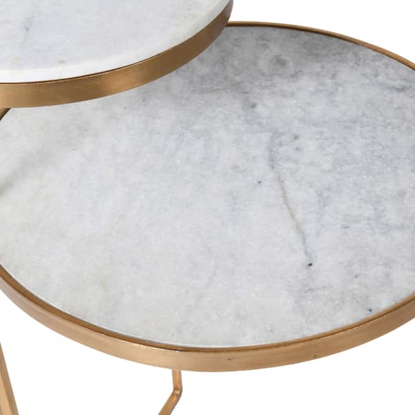 White Marble Gold Frame Side Table