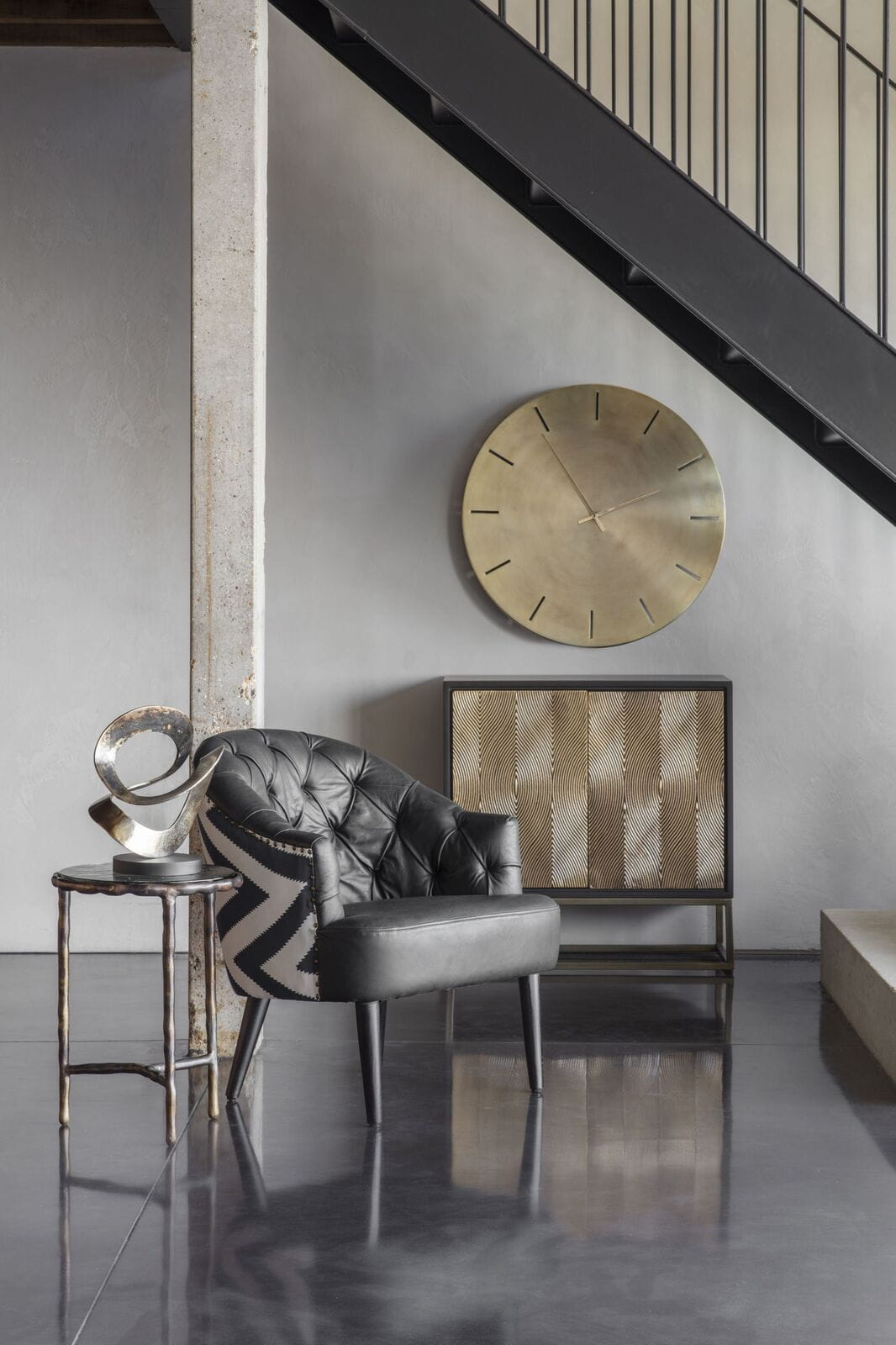 Greenwich 76 cm Golden Metal Round Wall Clock