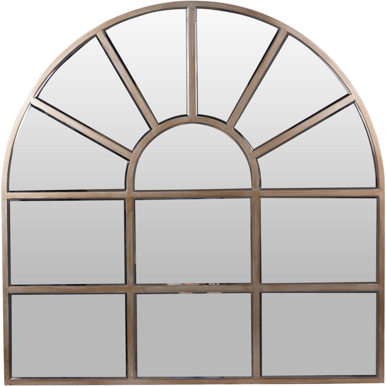 Champagne Gold Window Mirror - Elegant Arch Frame 100x100 cm
