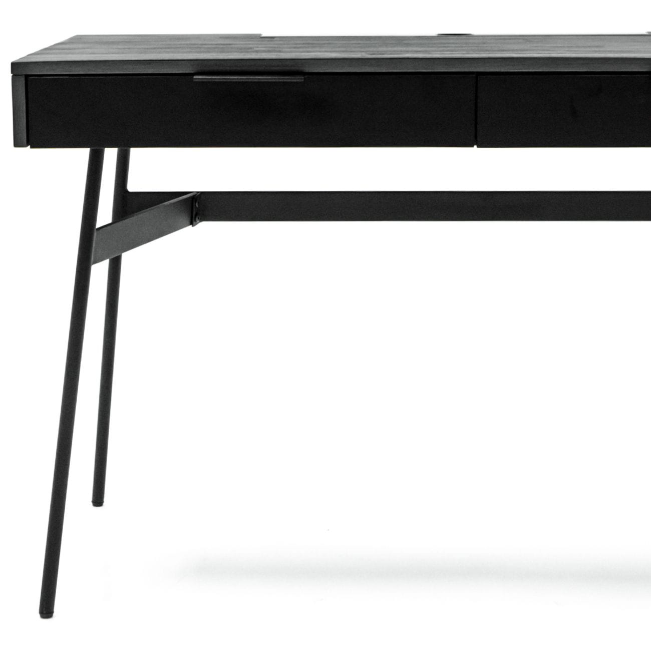 Ascott Black Acacia Wood Desk with Two Drawers 120 cm