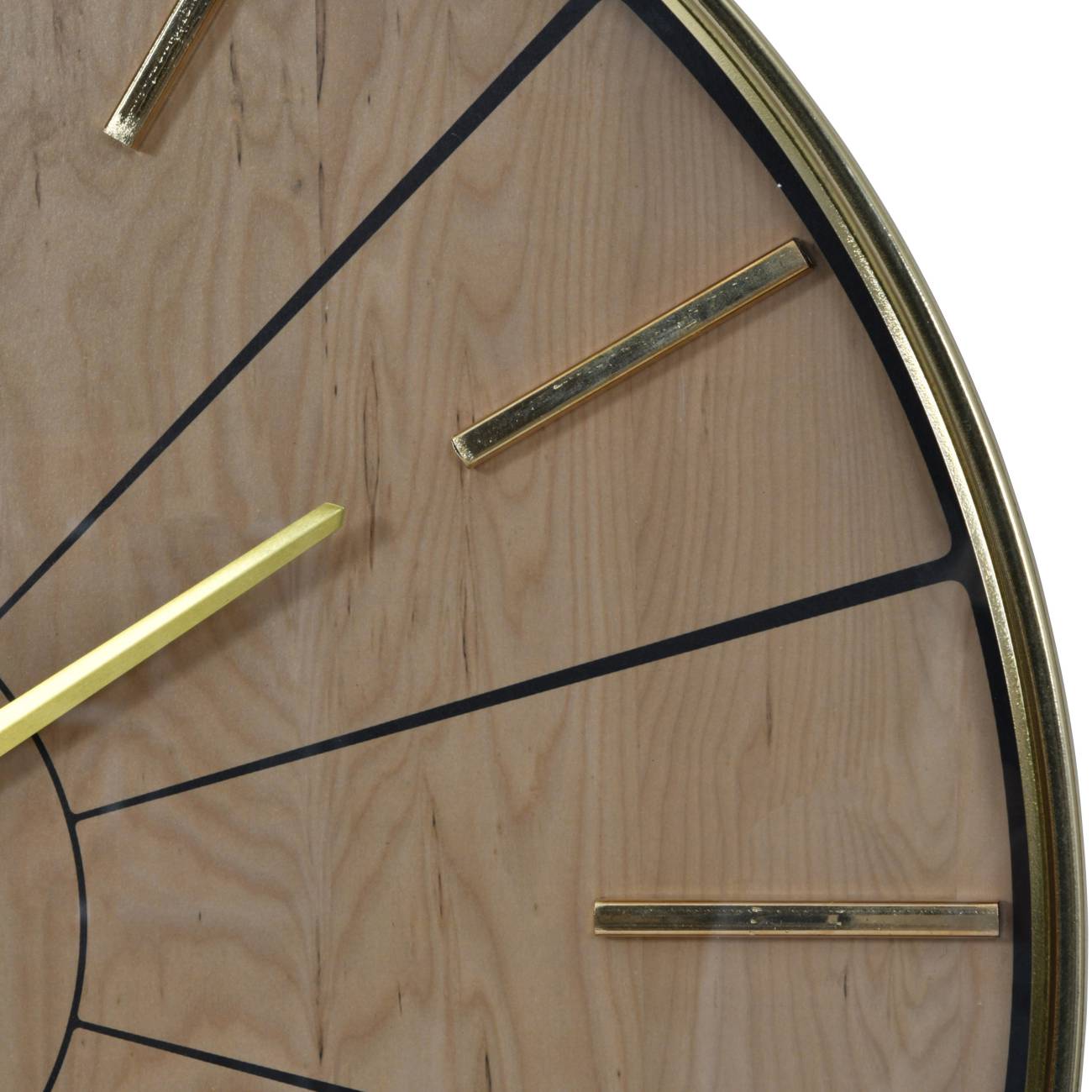 Wooden Wall Clock 60 cm wood imitation gold iron details